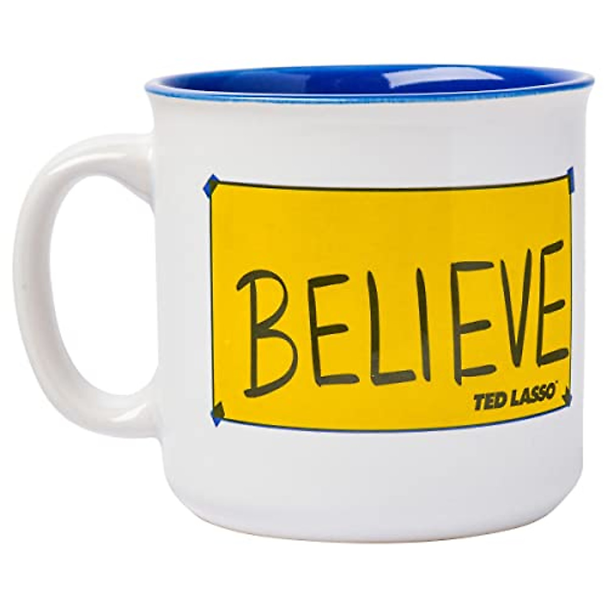 Silver Buffalo Ted Lasso Believe Ceramic Camper-Style Coffee Mug, 20 Ounces