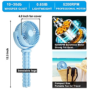 Stroller Fan, Used As Power Bank, 42Hrs 8000mAh Rechargeable Battery Operated Fan, Small Clip On Fans For Baby Stroller, Car Seat, Bed, Golf Cart, Beach, Peloton Bike, Portable Fan for Travel, Camping