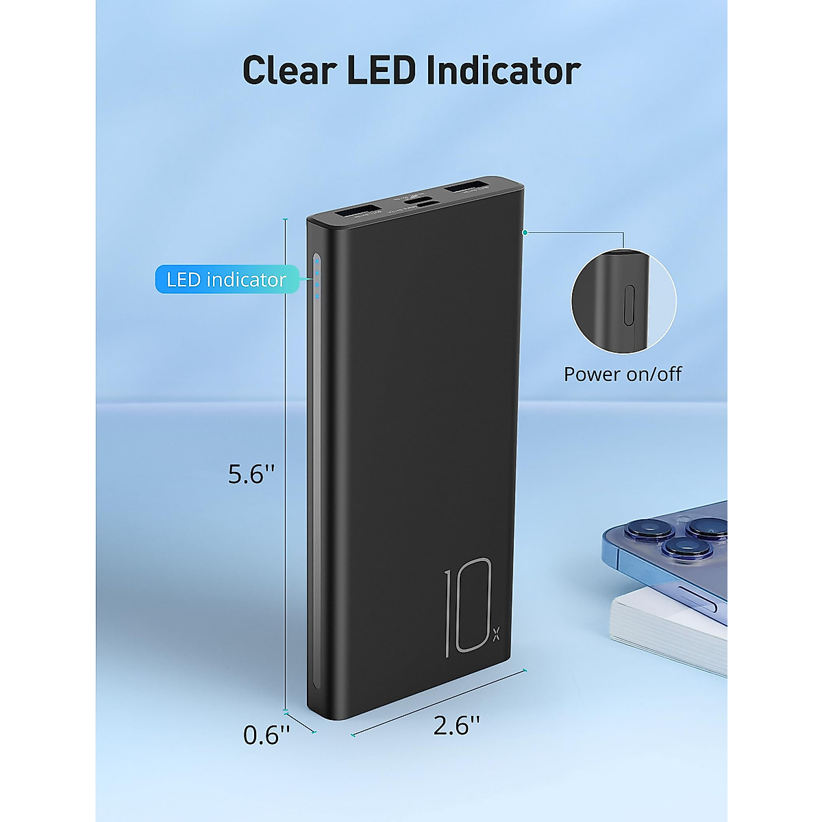 evatronic 2-Pack Power Bank Portable Charger, Dual USB-C 10000mAh Powerbank Fast Charging Portable Phone Charger, External Battery Pack Compatible with iPhone 15/14/13, Galaxy S23/22, Pixel and etc