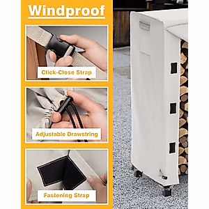 MR. COVER 4 Feet Firewood Rack Cover, 600D Heavy Duty Waterproof Log Rack Cover for Outdoor Wood Holder, Rip-Resistant and Snow-Resistant, 48L x 24W x 48H