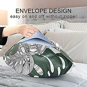 Satin Pillowcase for Hair and Skin Silk Pillowcase King Size Tropical Palm Leaves Pattern Pillow Cases Cooling Satin Pillow Covers with Envelope Closure