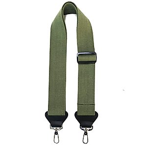 MoonEmbassy Banjo strap with Leather Ends and Metal Clips,2" Wide,Adjustable (Green)