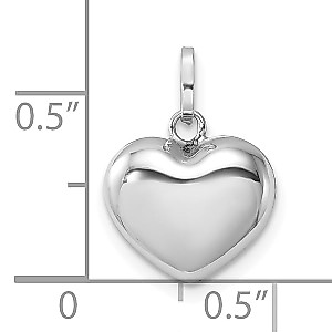 IceCarats 14K White Gold Heart Necklace Love Pendant Charm Only