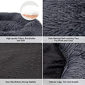 Dog Bed, Cat Calming Bed, Faux Fur Pillow Pet Donut Cuddler Round Plush Bed for Large Medium Small Dogs and Cats