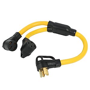 50 Amp Y Splitter Adapter, NEMA 14-50P to 2 Outlet 14-50R Y Splitter for RV and EV, 3 Feet 120V/240V 4 Prong 6AWG/3C + 8AWG/1C for Male Plug Female Receptacle Outdoor Power Cord