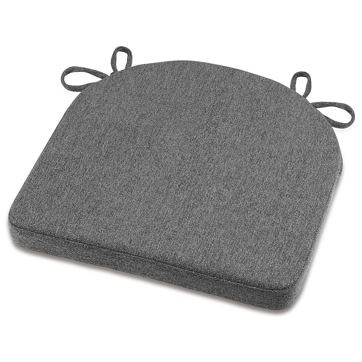 PLZSITDOWN Chair Cushions for Dining Chairs, Seat Cushions for Kitchen Chairs 16"x16" Non Slip Indoor Chair Pad with Ties Removable Cover Dark Grey