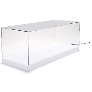 Displays2go 30 x 12 Illuminated Acrylic Display Case, 16 Color Modes – Clear, White (FDLEDDCSQ3)