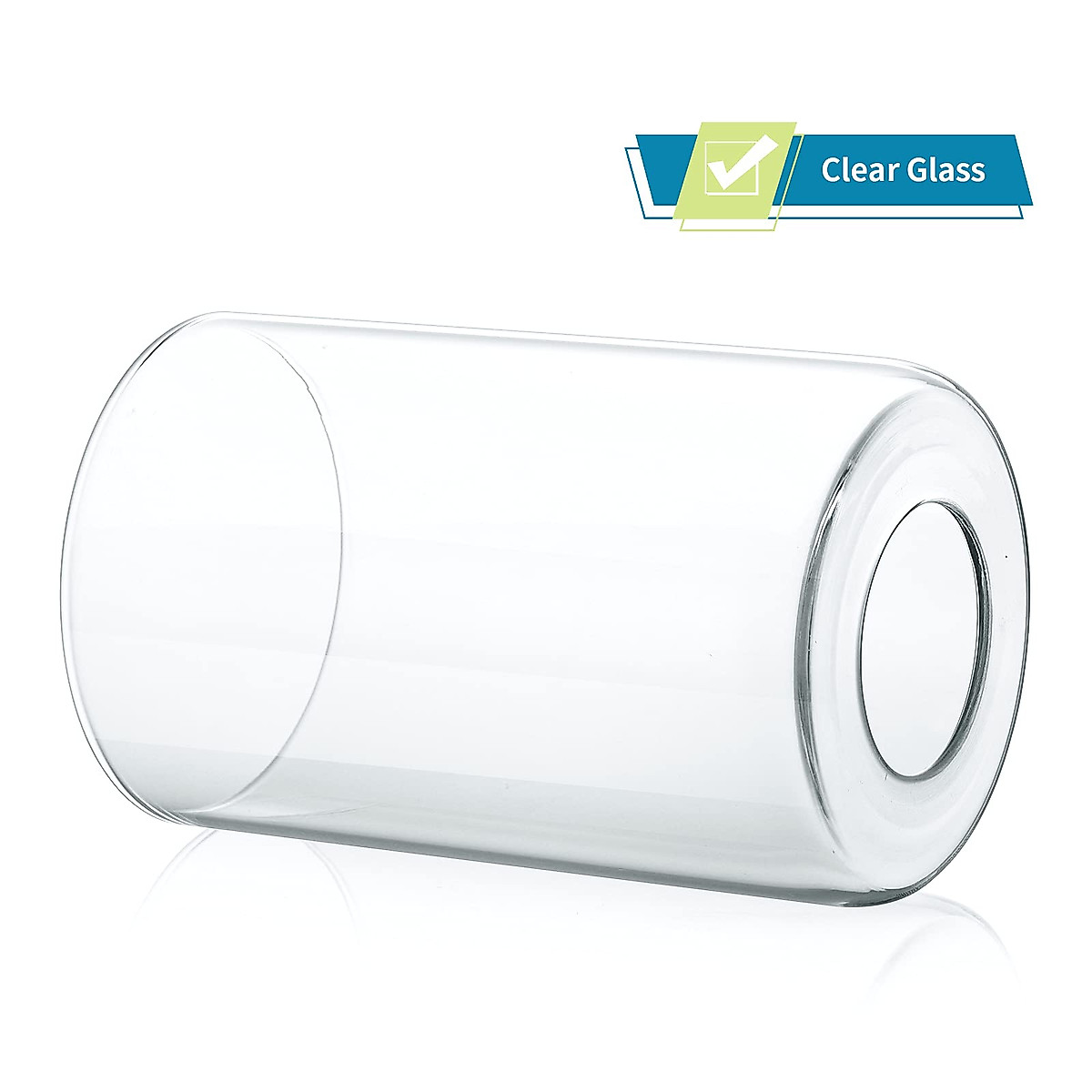 Skelang 2 Pcs Clear Glass Shade, Cylinder Glass Lamp Shade with 1-5/8" Fitter, Lampshade Replacement for Lighting Fixture, Chandelier, Table Lamps, Wall Lamp