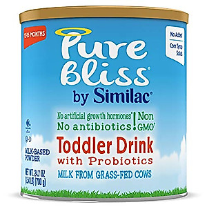 Pure Bliss by Similac Toddler Drink with Probiotics, Starts With Fresh Milk From Grass-Fed Cows, Non-gmo Toddler Formula, 24.7 Oz (Pack of 6)