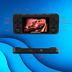 RG351M Handheld Game Console WiFi Function, Open Source System RK3326 Chip 64G TF Card 2500 Classic Games 3.5 Inch IPS Screen 3500mAh Battery (Black)