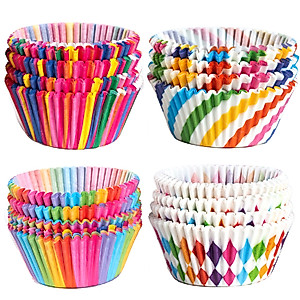 STARUBY Cupcake Baking Paper Cups Muffin Cupcake Liners Colorful Rainbow Combo Disposable Baking Cups Set Standard Size,Pack of 400
