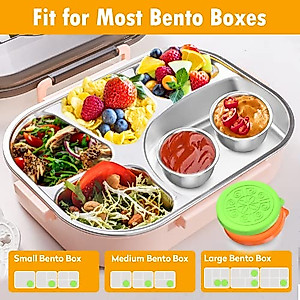 Stainless Steel Condiment Containers with Lids, 4 x1.7 oz Salad Dressing Container To Go, Leakproof Reusable Sauce Container with Silicone Lids, Small Dipping Sauce Cups for Lunch Box Picnic Travel