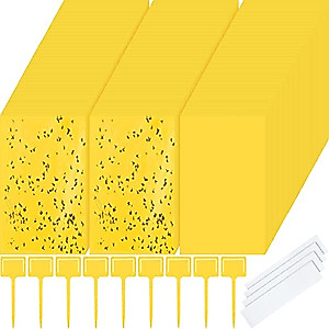 400 Pieces Sticky Traps for Gnats Yellow Dual Sided Sticky Traps for Indoor and Outdoor Fruit Fly Plant Sticky Traps with Twist Ties and Plastic Holders for Flying Plant Insect, Fungus Gnats