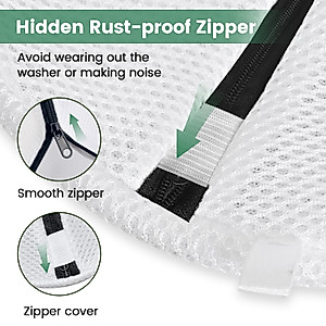 Carbrea 2 Pack Mesh Laundry Bags - Shoe Laundry Bag with Zipper Shoe Washing Machine Bag for Bras Socks Sneakers Delicates - White