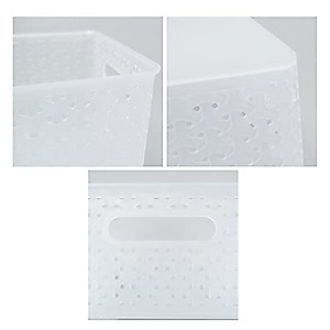 Yesdate Pack of 4 Storage Baskets, Plastic Weave Basket Bin, Clear, T