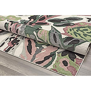Rugs America White Green Floral Contemporary Rug May Flowers VA15B 5'0"X7'0" Area Rug