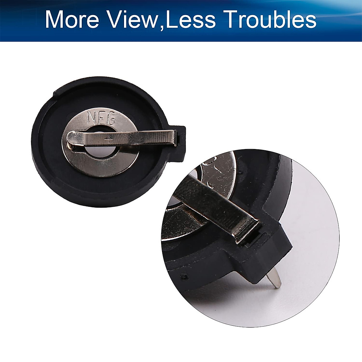 Heyiarbeit 5Pcs CR2430 Horizontal Coin Button Battery Holder Black Container Case Coin Cell Button Battery Socket Holder for 3V Button Battery