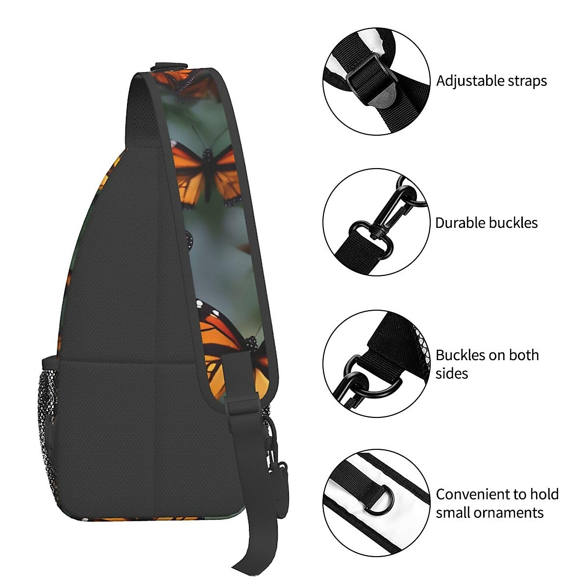 Monarch butterflies print Sling Backpack Man Woman Multipurpose Chest Bag Travel Daypack Cross Body Bag