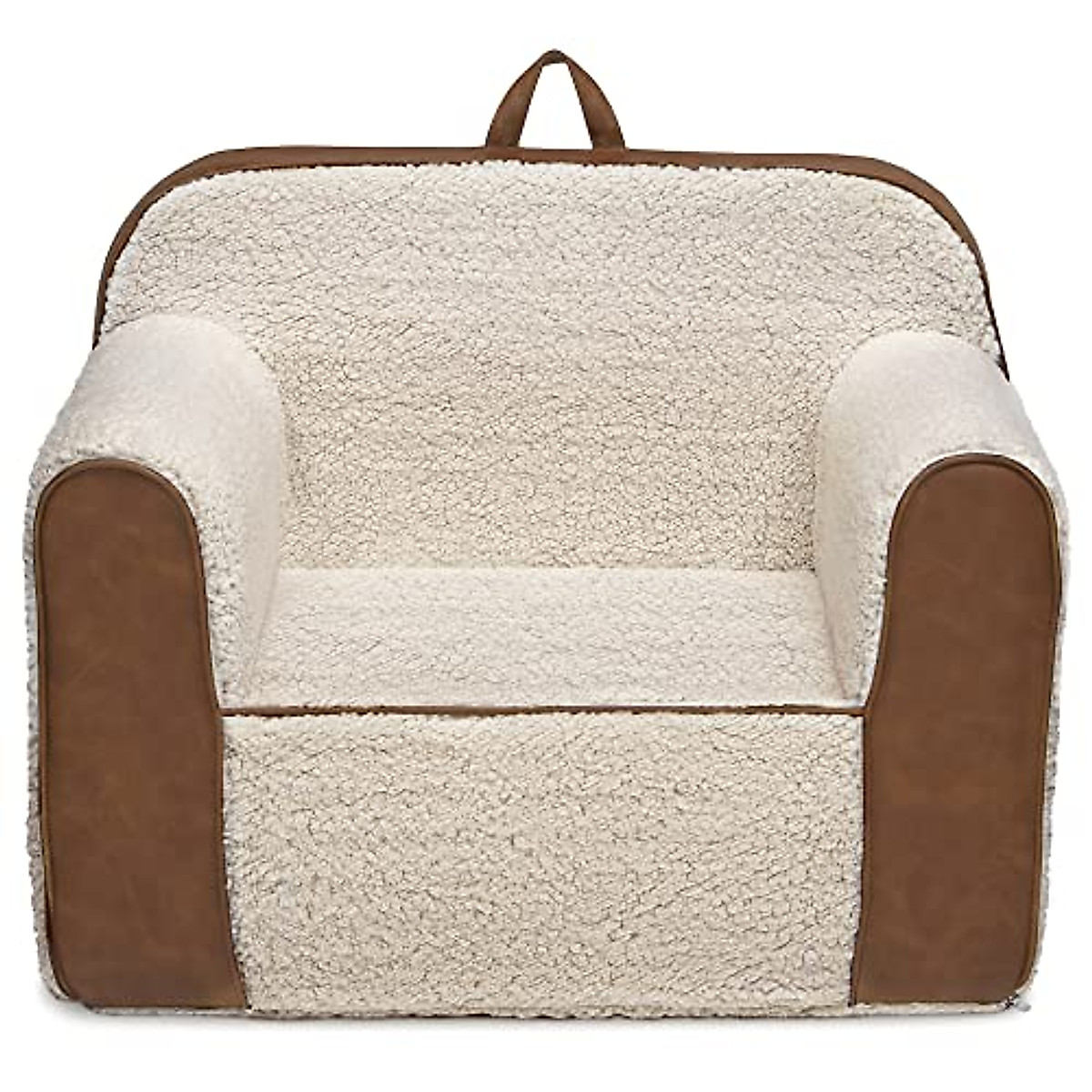 Delta Children Cozee Sherpa Chair for Kids, Cream Sherpa/Faux Leather