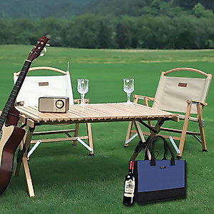 Aricsen Large Canvas Shopping Tote Bag with Handles for Women Gift Grocery Beach Holidays, Reusable Blank Clearance Eco Burlap Cloth Jute Fabric Handbag for Kitchen, Black & Blue