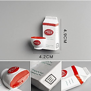 Kaolituis 10pcs Fridge Magnets Set, 3D Resin Magnet Refrigerator Stickers, Cute Food Shaped Magnets Home Refrigerator Stickers Creative Cute Food Shape Magnetic Bread Milk Bacon Fried Egg Pan