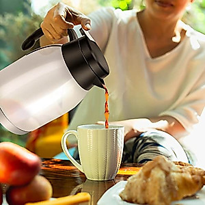 Beyoung Thermal Coffee Carafe, Stainless Steel Thermal Carafe Vacuum Insulated Flask Water Carafe Coffee Pot with LeakProof Lid,54 Oz/1.6L(White)