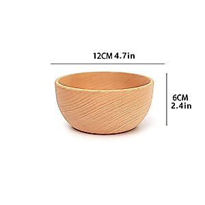 Ebrima Beech Round Bowl Wooden Salad Bowl Household Solid Wood Fruit Bowl (large)