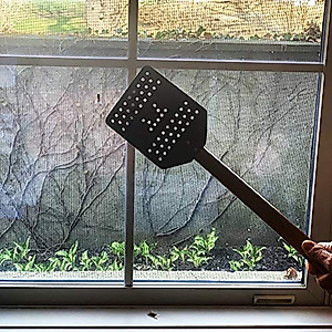 Outset Acacia Wood and Leather Heavy Duty, Extra Large Fly Swatter, Brown