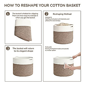 Goodpick Large Cotton Rope Basket 15.8"x15.8"x13.8"-Baby Laundry Basket Woven Blanket Basket Nursery Bin