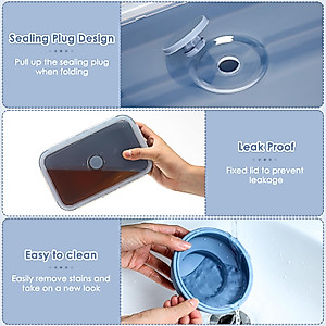 Nuanchu 8 Pcs Collapsible Food Storage Containers Silicone Airtight Collapsible Bowls with Lids Rectangular and Round Stackable Microwave Lunch Containers, Freezer, Dishwasher Safe (Blue, Pink, Green)