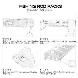 kaba Fishing Rod Holder for Garage Wall Mounted Fishing Pole Rack Vertical Storage 6 Rods Fishing Rod Rack