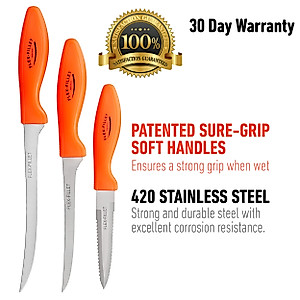 Flex Fillet Fishing Cutlery Set with Sharpening Steel, Cutting Board and Durable Leymar Handles, 5-peice