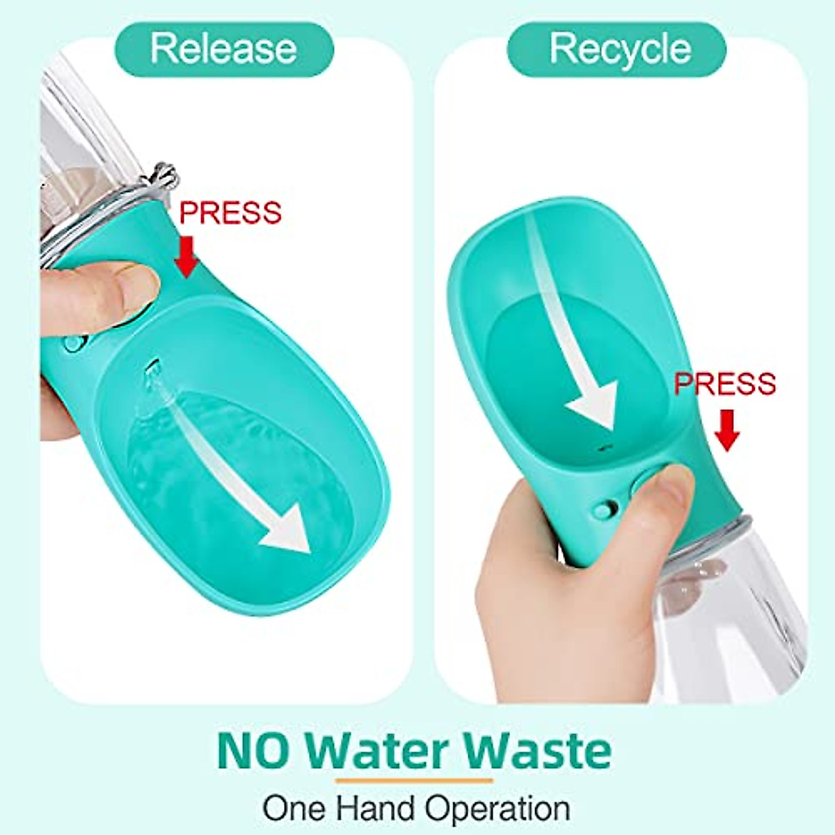 Yicostar Dog Water Bottle, Leak Proof Portable Dog Water Bottle for Walking Dog Water Dispenser with Drinking Feeder for Pets Outdoor, Travel, Hiking Food Grade Plastic(19oz, Blue)