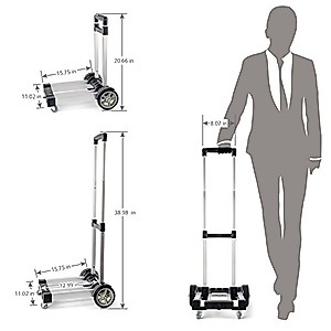 Waygo Aluminum Folding Hand Truck, Light Weight Foldable Dolly, Folding Cart with Wheels for Cargo and Shopping