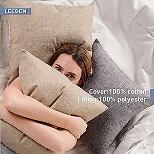Leeden 20 x 20 Pillow Inserts (Set of 2) - Throw Pillow Inserts with 100% Cotton Cover - 20 Inch Square Interior Sofa Pillow Inserts - Decorative Pillow Insert Pair - White Couch Pillow