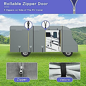 Umbrauto RV Cover Class C 2023 Upgraded 7 Layers Anti-UV Top Panel Motorhome Cover Windproof Camper Cover for 26' to 29' Motorhome with 2Pcs Extra Straps, Adhesive Repair Patches, 6 Gutter Covers