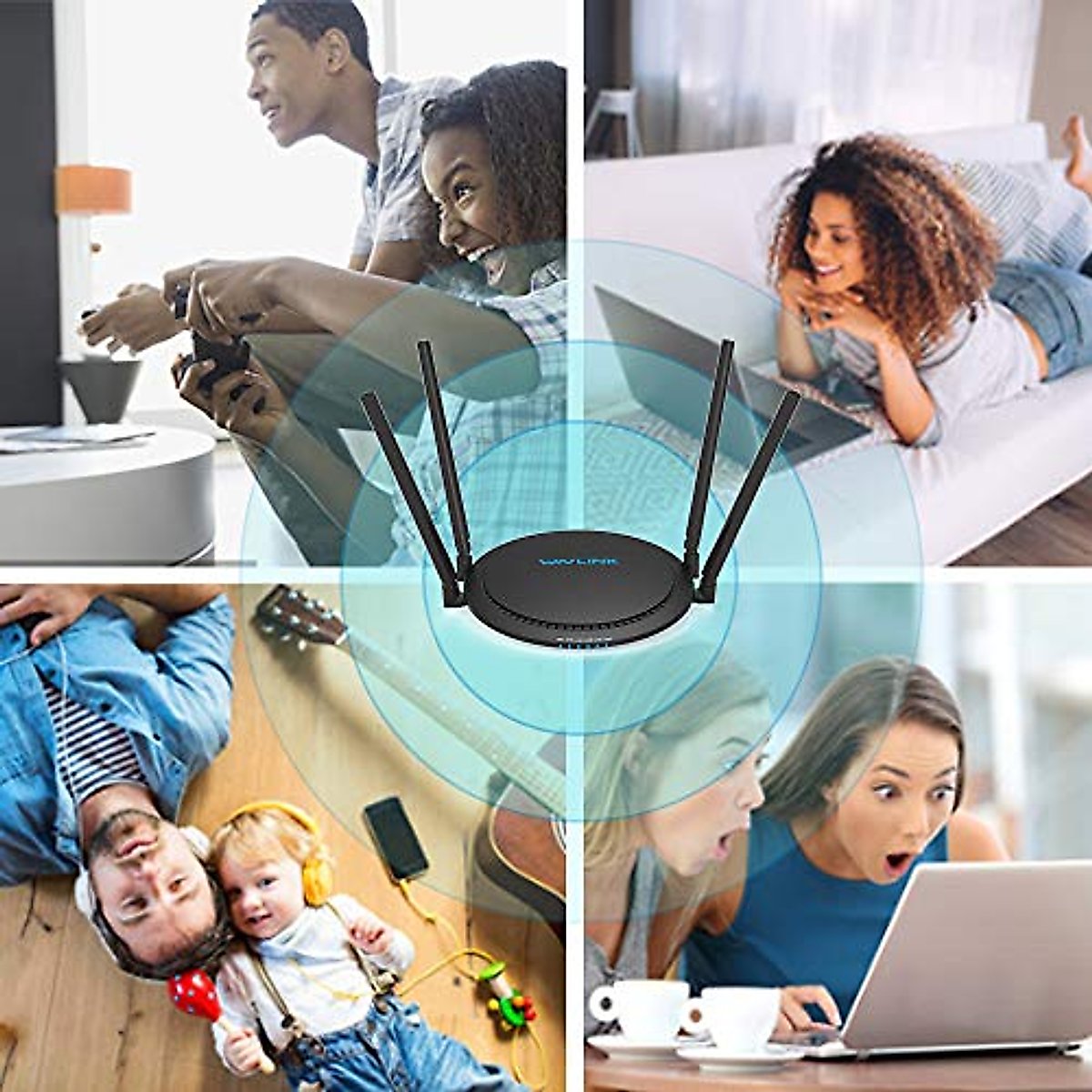 WAVLINK AC1200 Smart Gigabit WiFi Router-Dual Band MU-MIMO Wireless Internet Router with 4X Antennas for Online Game & HD Video,Patented TouchLink,More Reliable Long Range Coverage