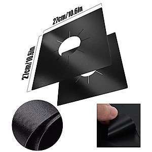 10 Pack Stove Burner Covers Double Thickness Reusable Non-Stick Heat-Resistant Gas Range Protectors for Kitchen and Easy to Clean（Black）