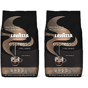 Lavazza Caffe Espresso 100% Arabic Whole Bean Coffee (2.2 lbs) - Pack of 2
