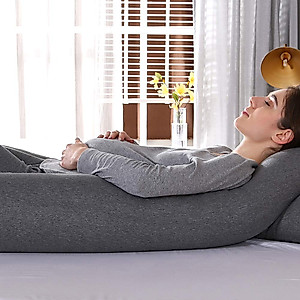 MINGPINHUIUS Pregnancy Pillow U Shaped Full Body Maternity Pillow for Sleeping, 57 Inch Pregnant Women Pillow with Removable Velvet Cover (Black Grey)