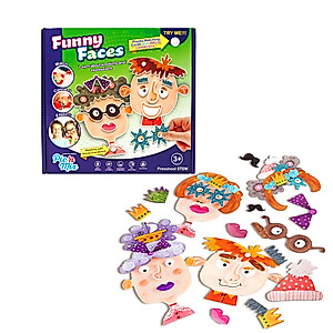 Funny Faces Games for 3+ Year olds Girls, Board Games for Toddler Age 3-5, 58 Piece - Kids Memory Matching Game for 2 to 4 Players, Crafts for Kids, Preschool Activities, Speech Therapy Materials