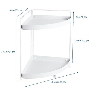 Lvssci 2 Tier Corner Shelf Rack Kitchen Counter Cabinet Bathroom Organizer Makeup Cosmetic countertop Organization and Storage Under Sink Organizers Perfume Trays for Dresser White