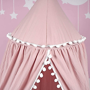 Uaugh Baby Crib Tent,Canopy Mosquito Net for Kids Baby Bed,Insect Protection Hanging Canopy,Dome Tent Room for Kids(Grey 93inches (Pink)