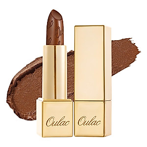 Oulac Dark Brown Lipstick for Women with Metallic 3D Shine Lightweight Hydrating Formula, High Impact Lip Color, Vegan Beauty, Full Coverage Lip Makeup, Hawaii Summer(08)