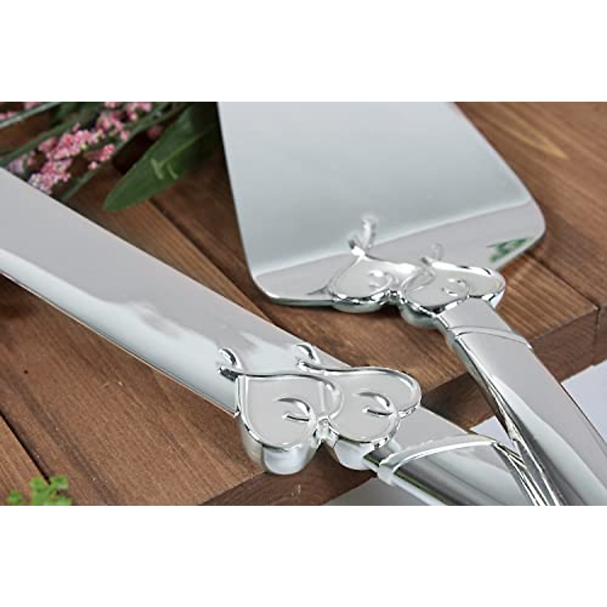 Lenox True Love Silver Personalized Wedding Cake Cutting Set, Engraved Wedding Cake Knife and Server, Wedding Cake Cutter