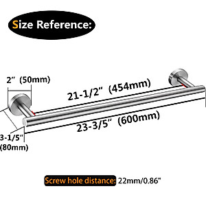 Nolimas Brushed Nickel Bath Towel Bar Single Bars Towel Rack Rod Classic Wall Mounted SUS304 Stainless Steel Toilet Kitchen Bathroom Towel Holder Towel Shelf Single Layer,24 inches-2 Pack