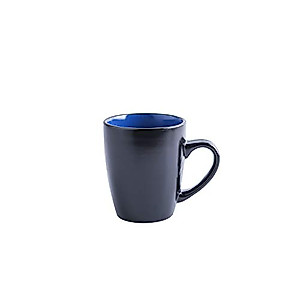 Stone Lain 16 Pieces Two-Tone Color Glaze without Rim Stoneware Round Dinnerware Set, Blue and Black