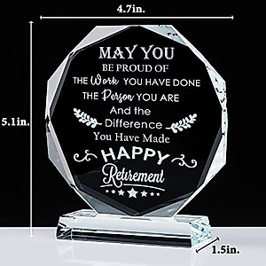 YWHL Retirement Gifts for Men Women 2023 Happy Retirement Gifts Crystal Keepsakes Retired Plaque Gifts for Retiree Teacher Police Firefighter Nurse Coworker Doctor Friends