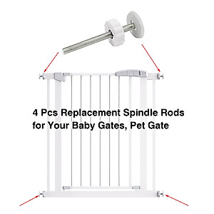 Pet Gates Spindle Rods 8mm(M8) - Replacement Parts Threaded Screw Bolts Hardware Kit Wall Protector for Baby Pressure Mounted Safety Door & Pet Stair Gates (White, M8 9CMLong)