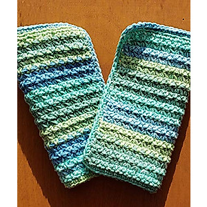Handmade crochet washcloths, dishcloths * thick and dense *100% cotton set of 2, size 7.5 inches